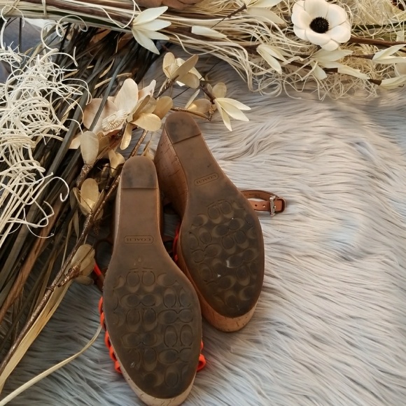 Coach | Shoes | Coach Orange Wedge Sandals | Poshmark